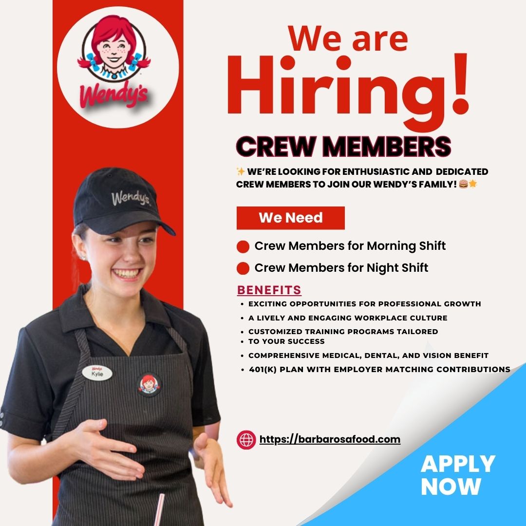🌟 Your Next Big Opportunity: Join Wendy’s Team Today! 🌟 - Barbarosa Foods
